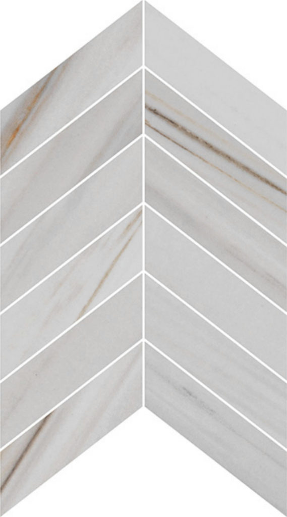 Alustra Majestic White Lasa Chevron Matte Mosaic | Pan American Ceramics
